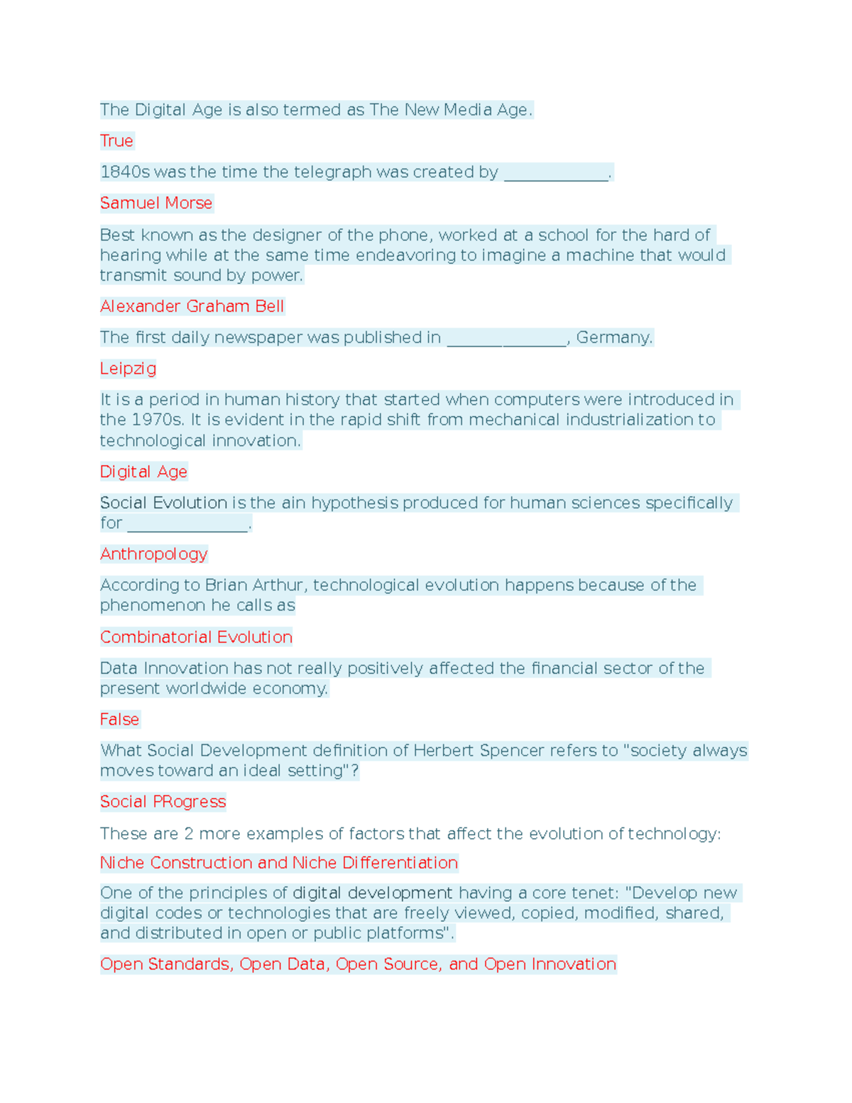 Living in the IT Era Prelims (28 30) - The Digital Age is also termed ...