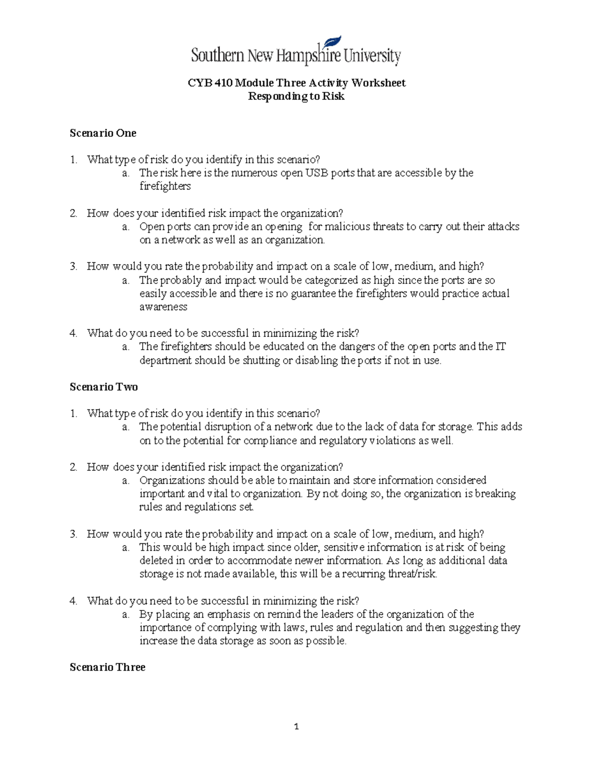 CYB 410 Module Three Activity Worksheet Franchesko Lopez - CYB 410 ...
