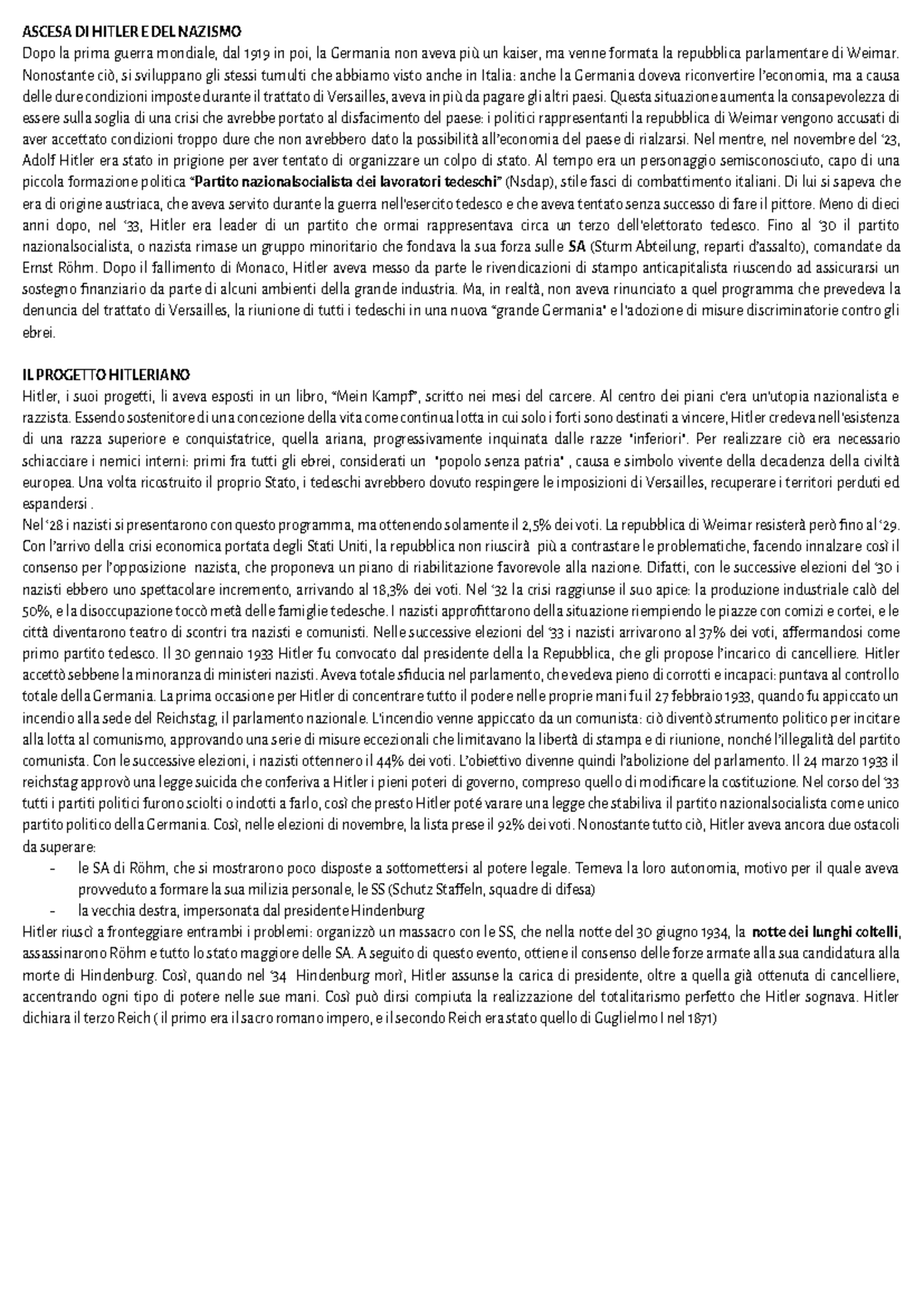Hitler e il nazismo - ASCESA DI HITLER E DEL NAZISMO Dopo la prima ...