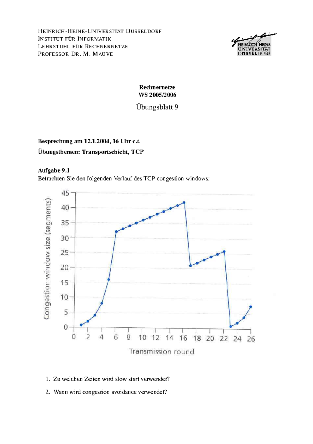 Blatt 09 - Rechnernetze - HEINRICH-HEINE-UNIVERSITÄT DÜSSELDORF ...