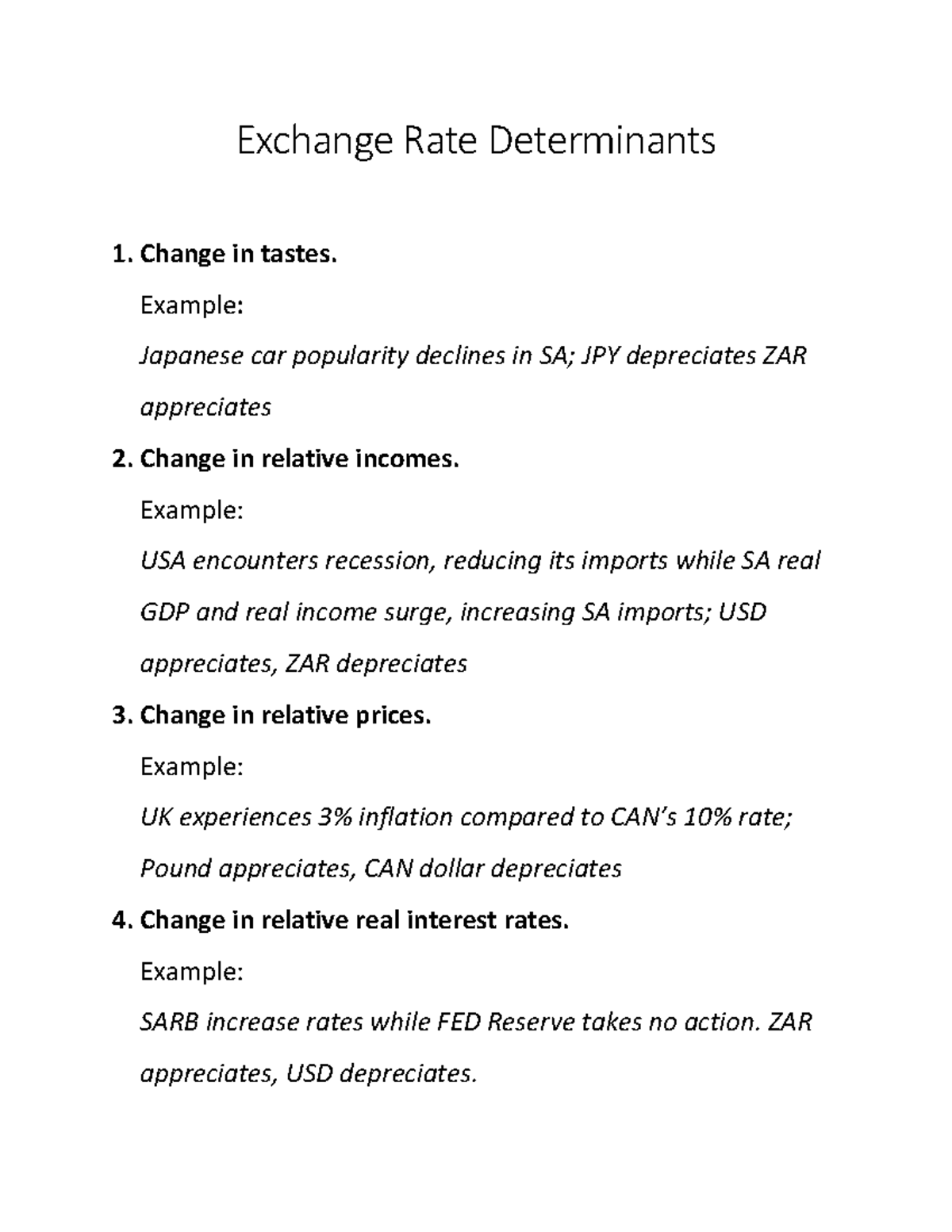 Exchange Rate Determinants and Examples - Exchange Rate Determinants ...
