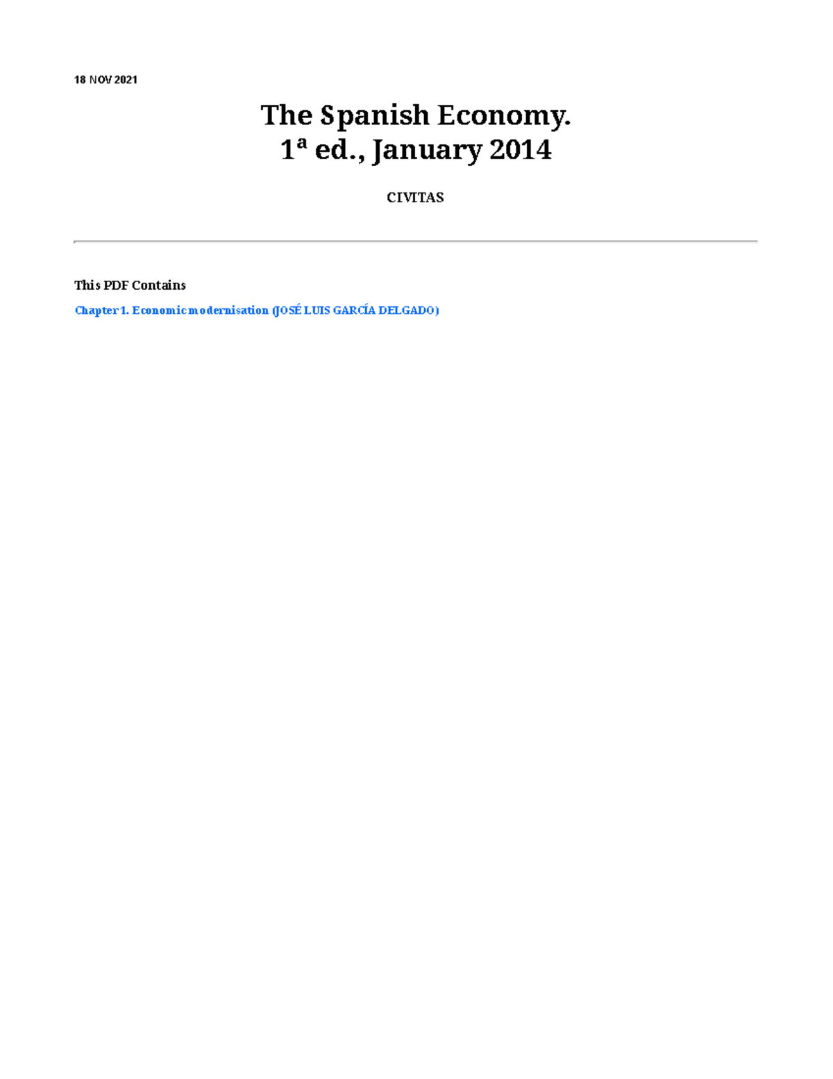 Chapter 1 reference book - 18 NOV 2021 The Spanish Economy. 1ª ed ...