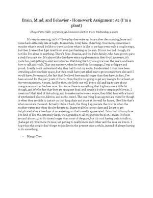 Brain, Mind, and Behavior - Homework Assignment #1 - Brain, Mind, and ...