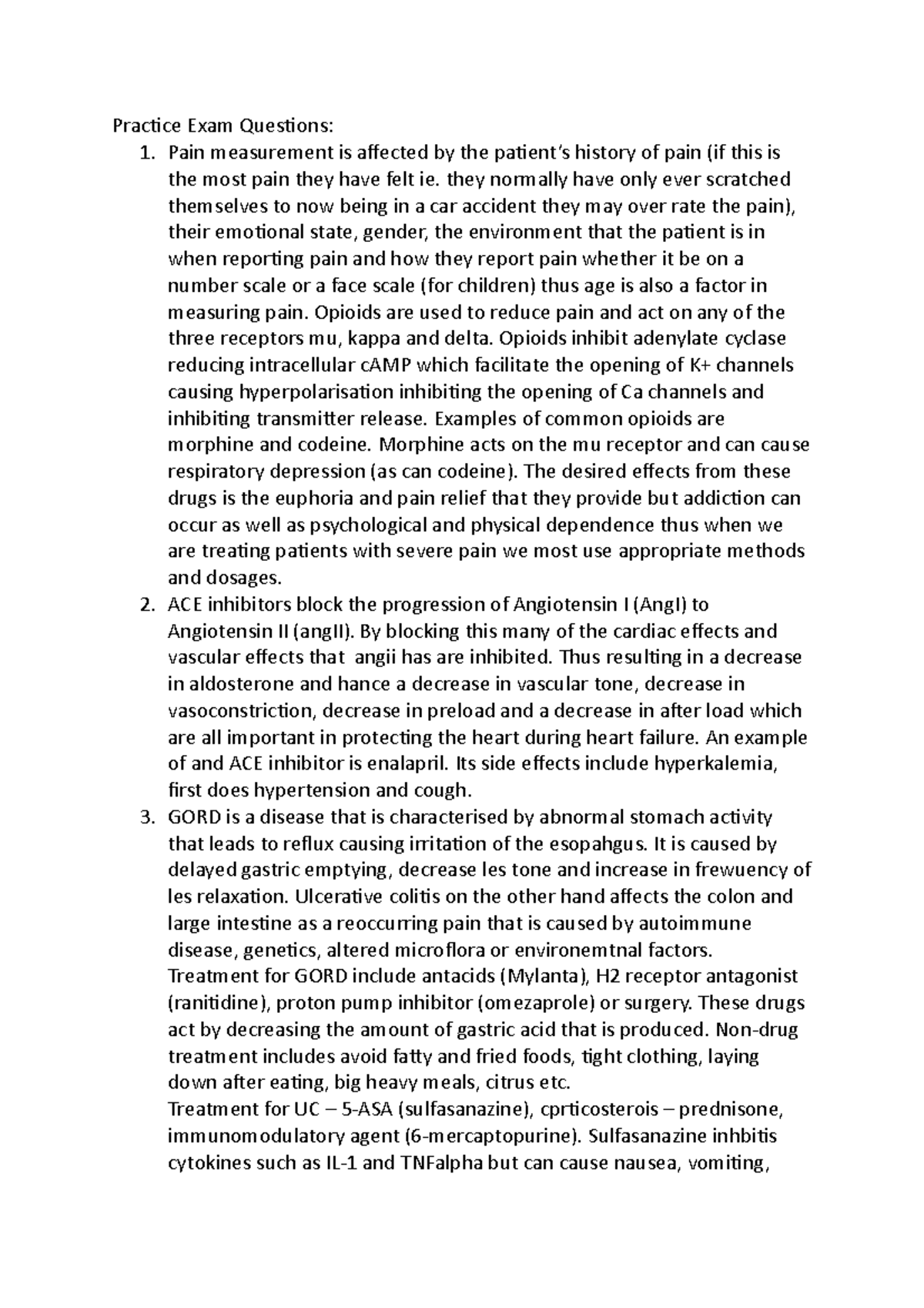 Sample/practice exam 2016, questions and answers - Practice Exam Questions: 1. Pain measurement ...