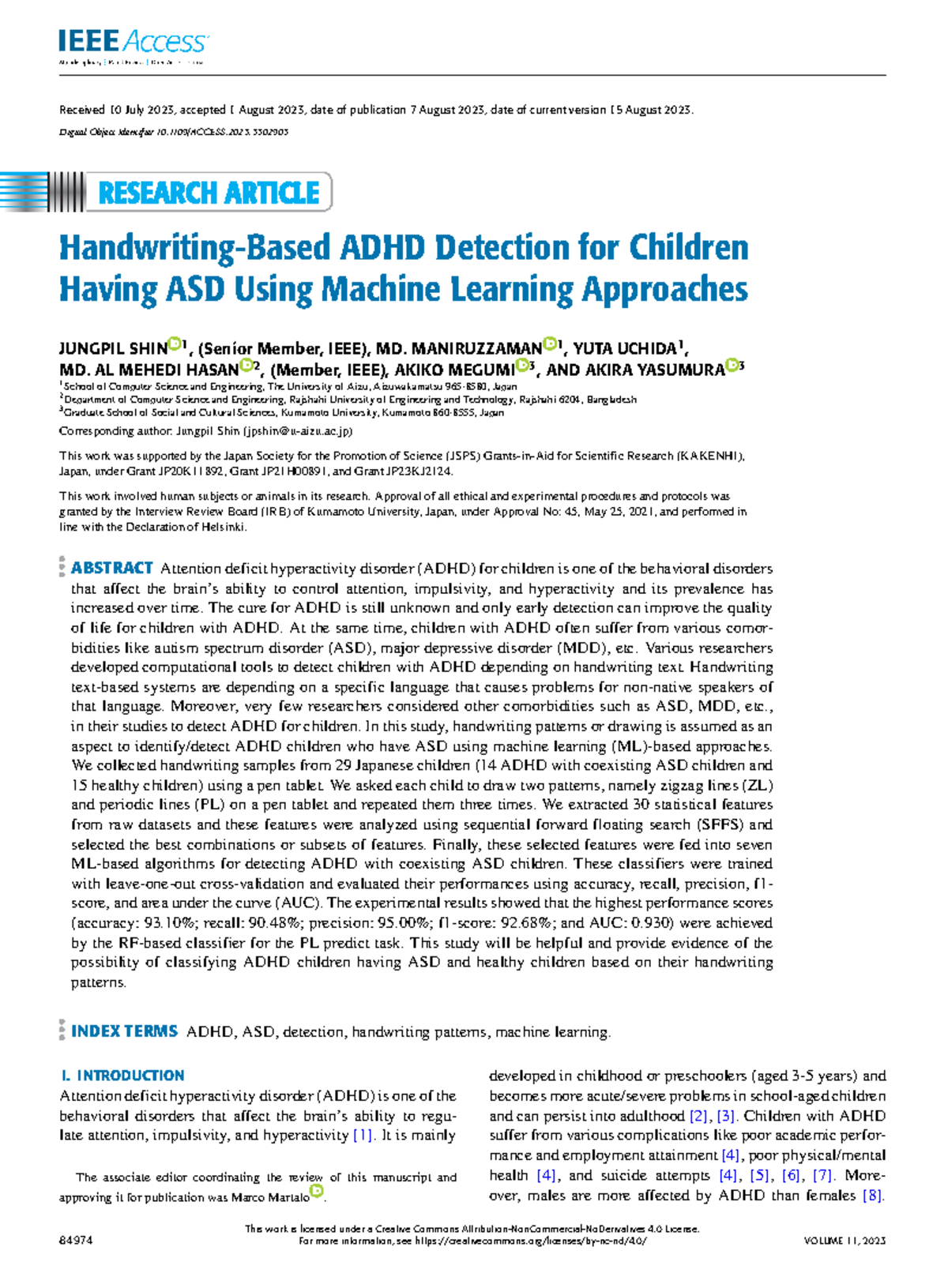 Handwriting-Based ADHD Detection for Children Having ASD Using Machine Learning Approaches - Studocu