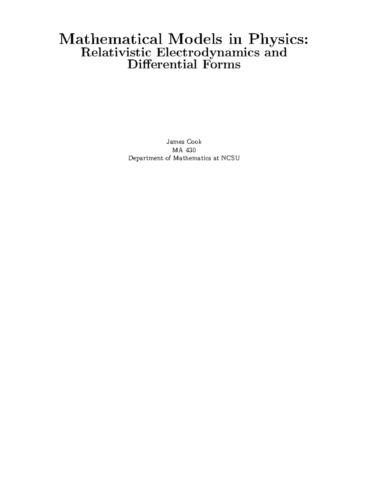 Mathematical Models in Physics Syllabus - Mathematical Models in ...