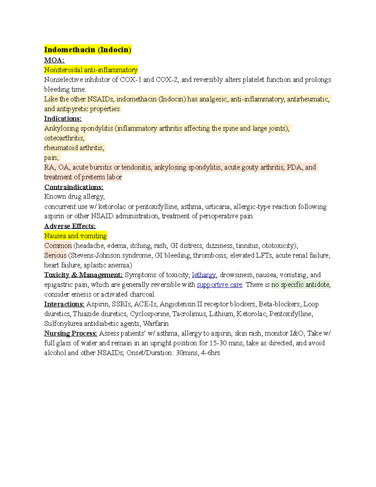 Indomethacin - Tamucc Nurisng Pharmacology - Indomethacin (Indocin) MOA ...