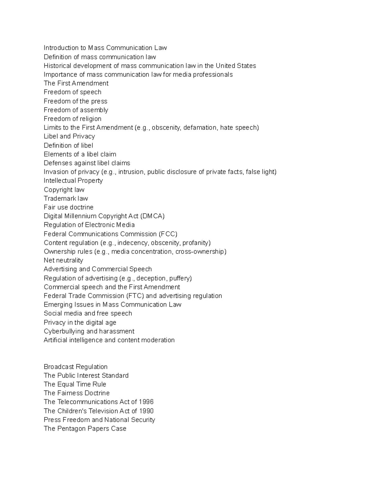 Mass Communication Law (SMAD 370)#1 - Introduction to Mass ...