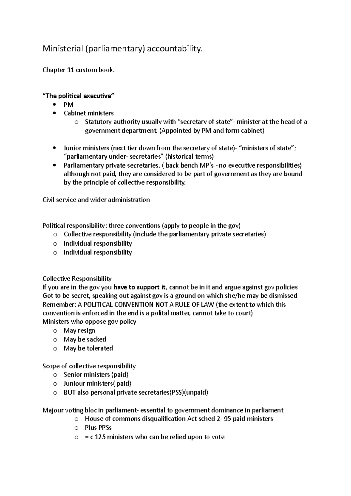 L8.Ministerial accountability - Ministerial (parliamentary ...