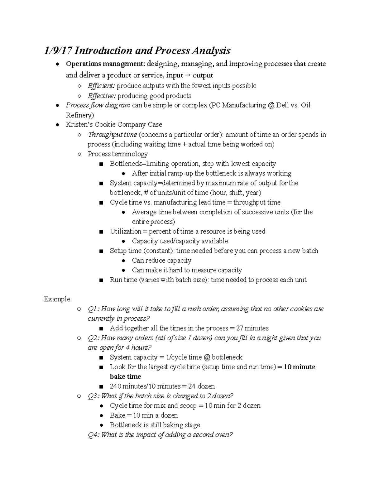 BUS 2700 Managing Operations - 1/9/17 Introduction and Process Analysis ...