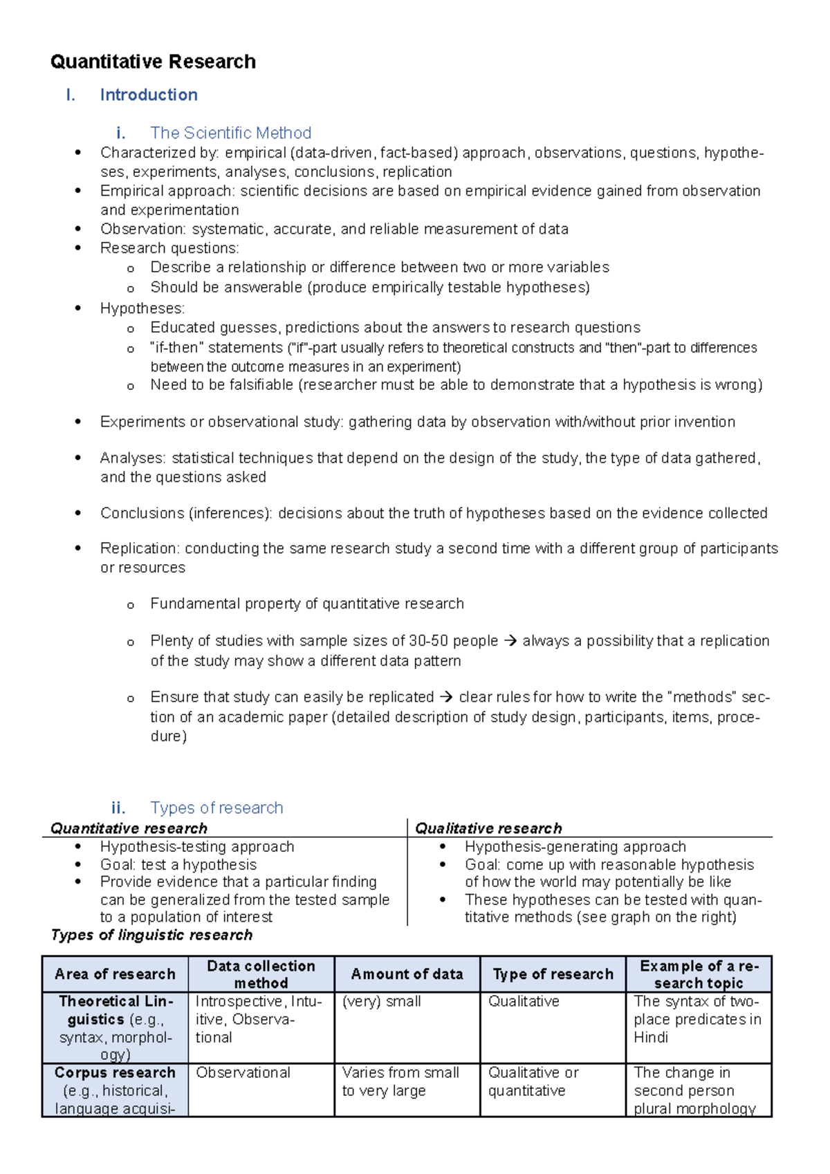 Quantitative Research Summary - Quantitative Research I. Introduction i ...