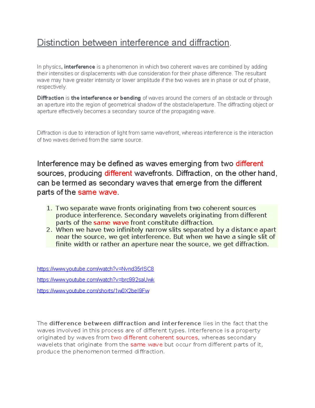 Interference and Diffraction - In physics, interference is a phenomenon ...