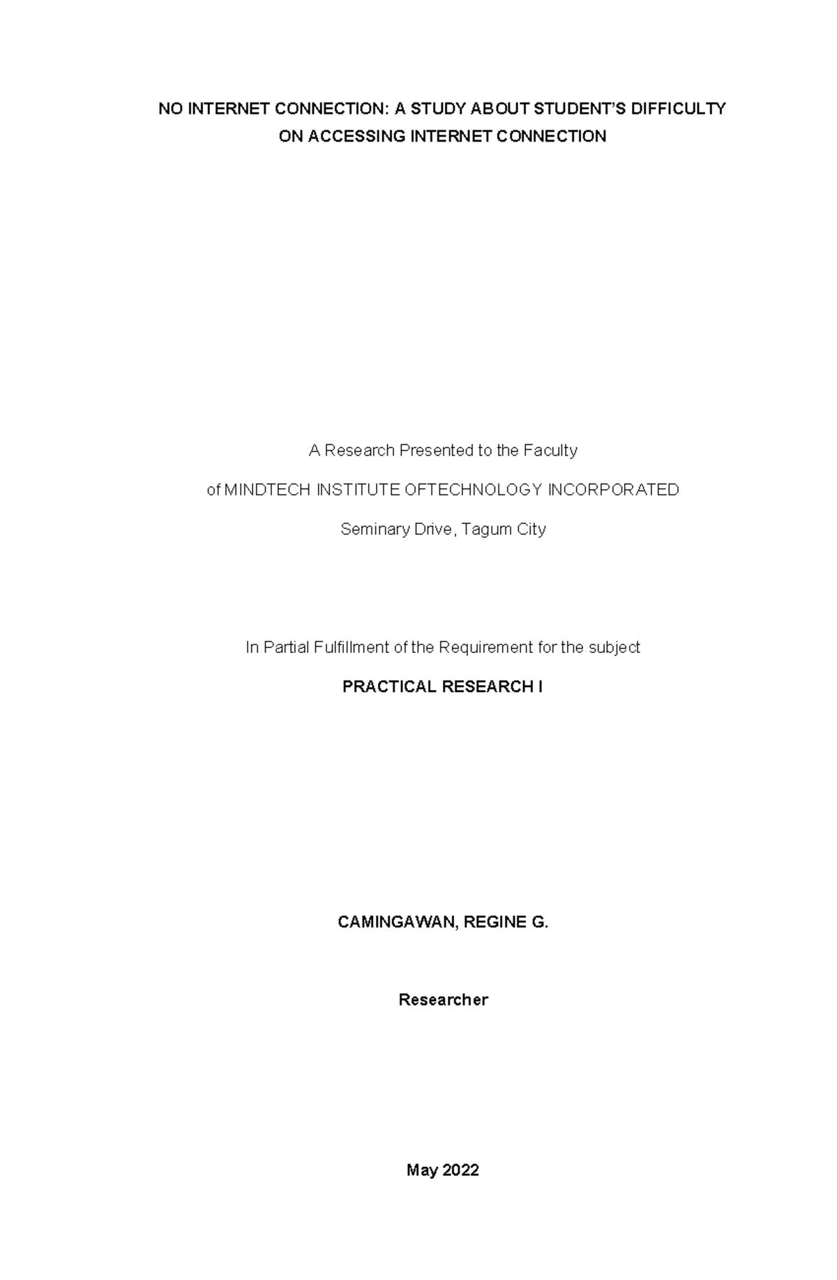 PR 1 Qualitative - NO INTERNET CONNECTION: A STUDY ABOUT STUDENT’S ...