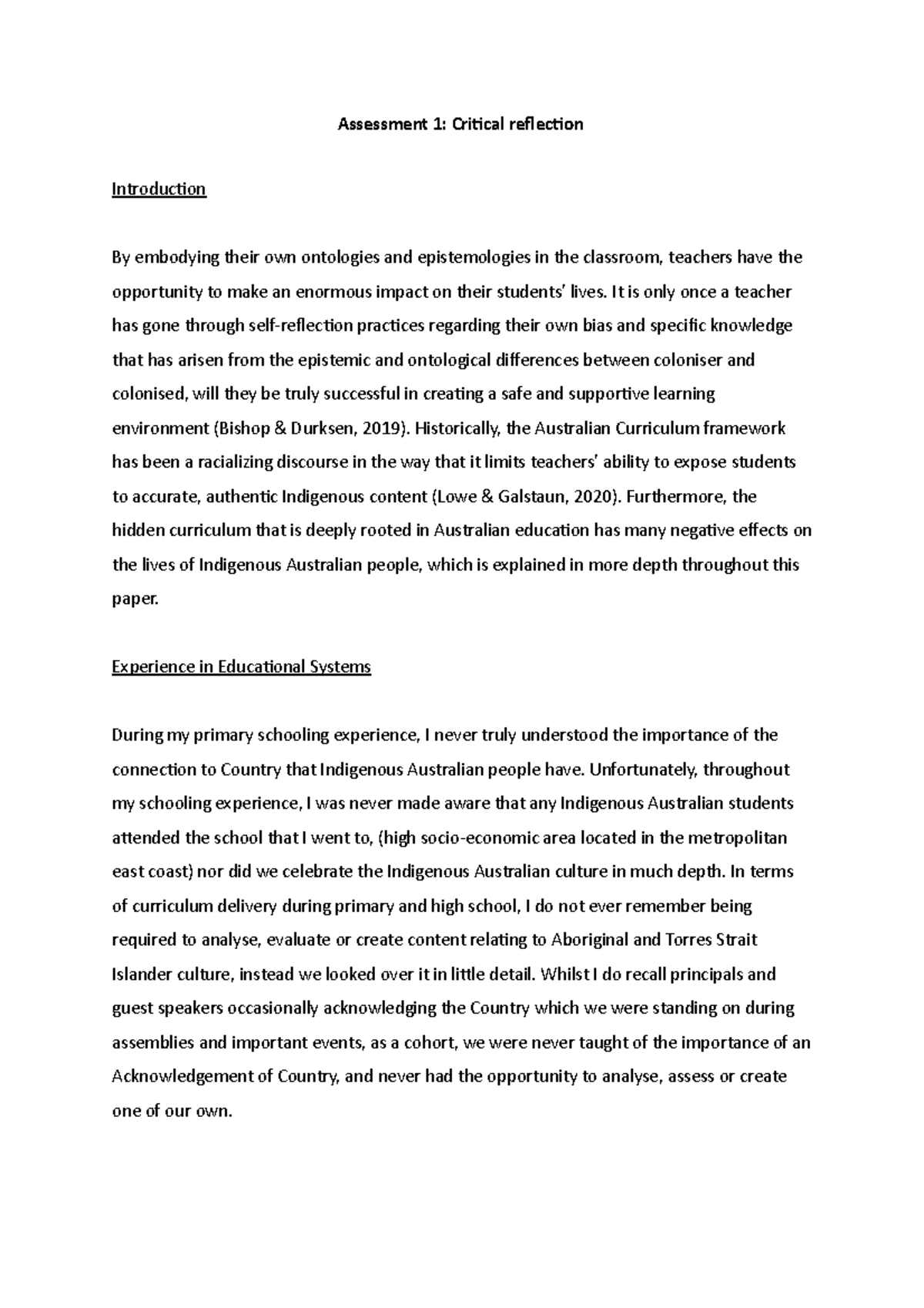 Assessment 1 EDUC3880 critical Reflection Essay EDUC388 MQ Studocu assessment-1-educ3880-critical-reflection-essay-educ388-mq-studocu