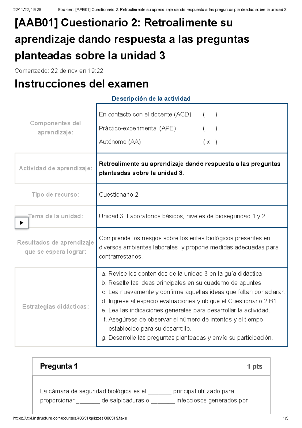 Actividad Suplementaria Examen [AAB01] Cuestionario 2 Retroalimente su aprendizaje dando ...