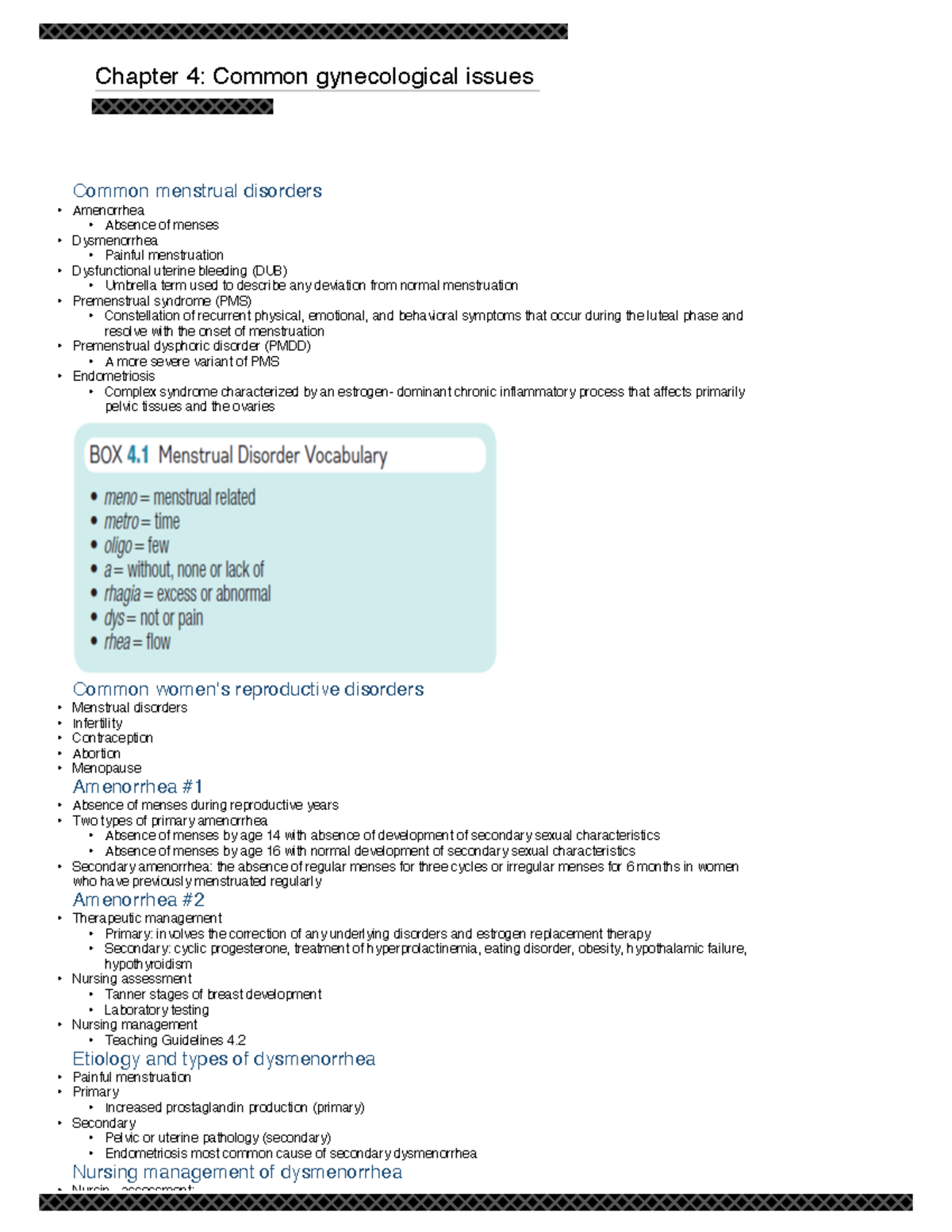 NUR 242 - Maternal Newborn Nursing Chapter 4 - Chapter 4: Common ...