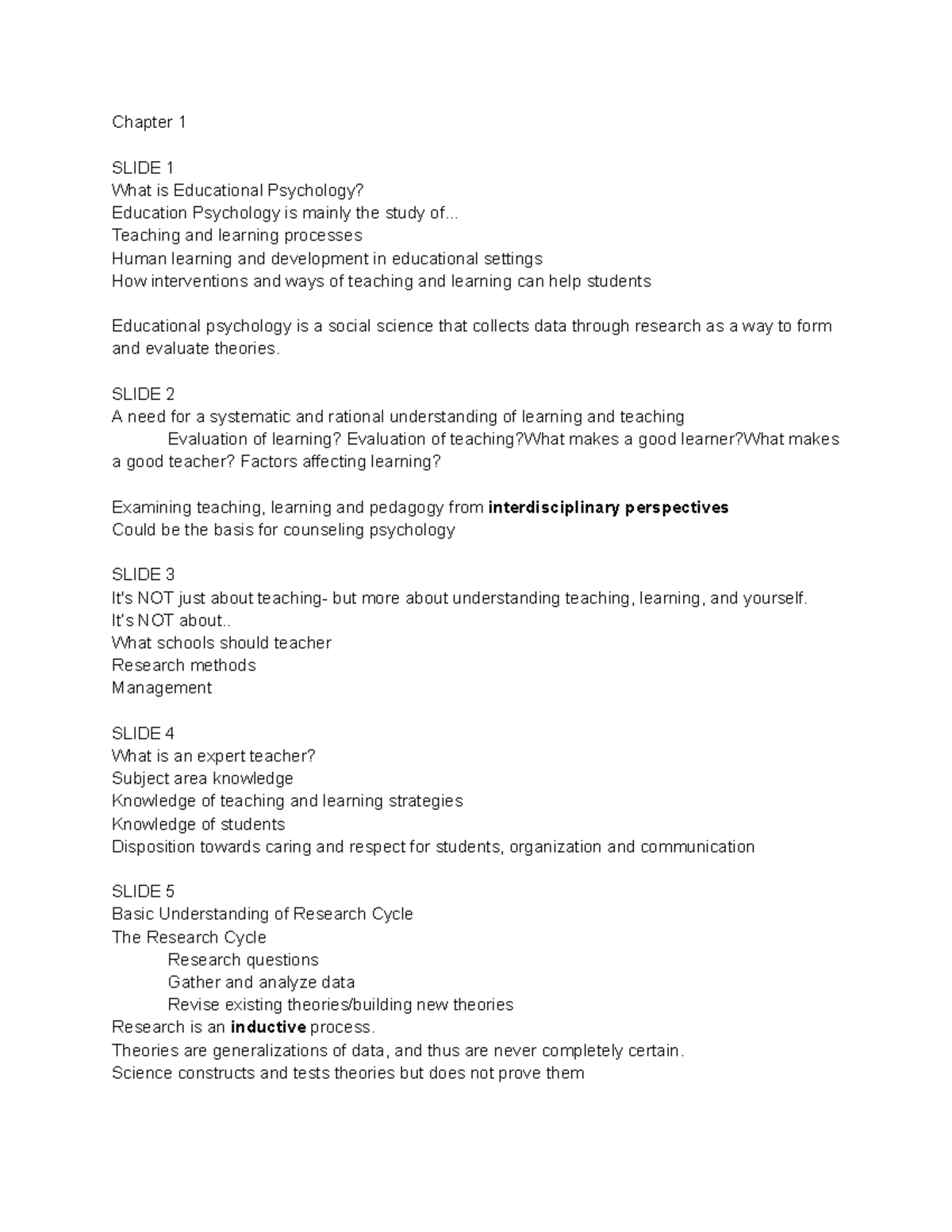 EDUC 220 Lecture Notes - Chapter 1 SLIDE 1 What is Educational ...