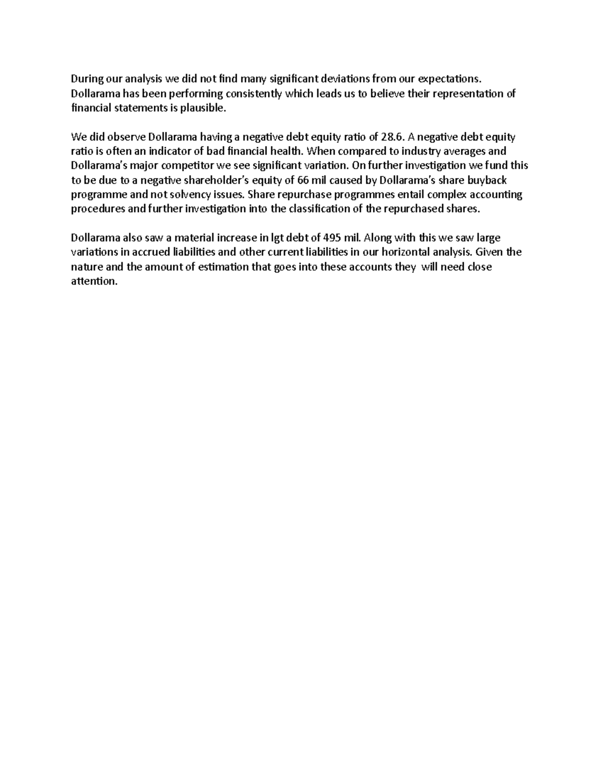 Audit script - During our analysis we did not find many significant ...