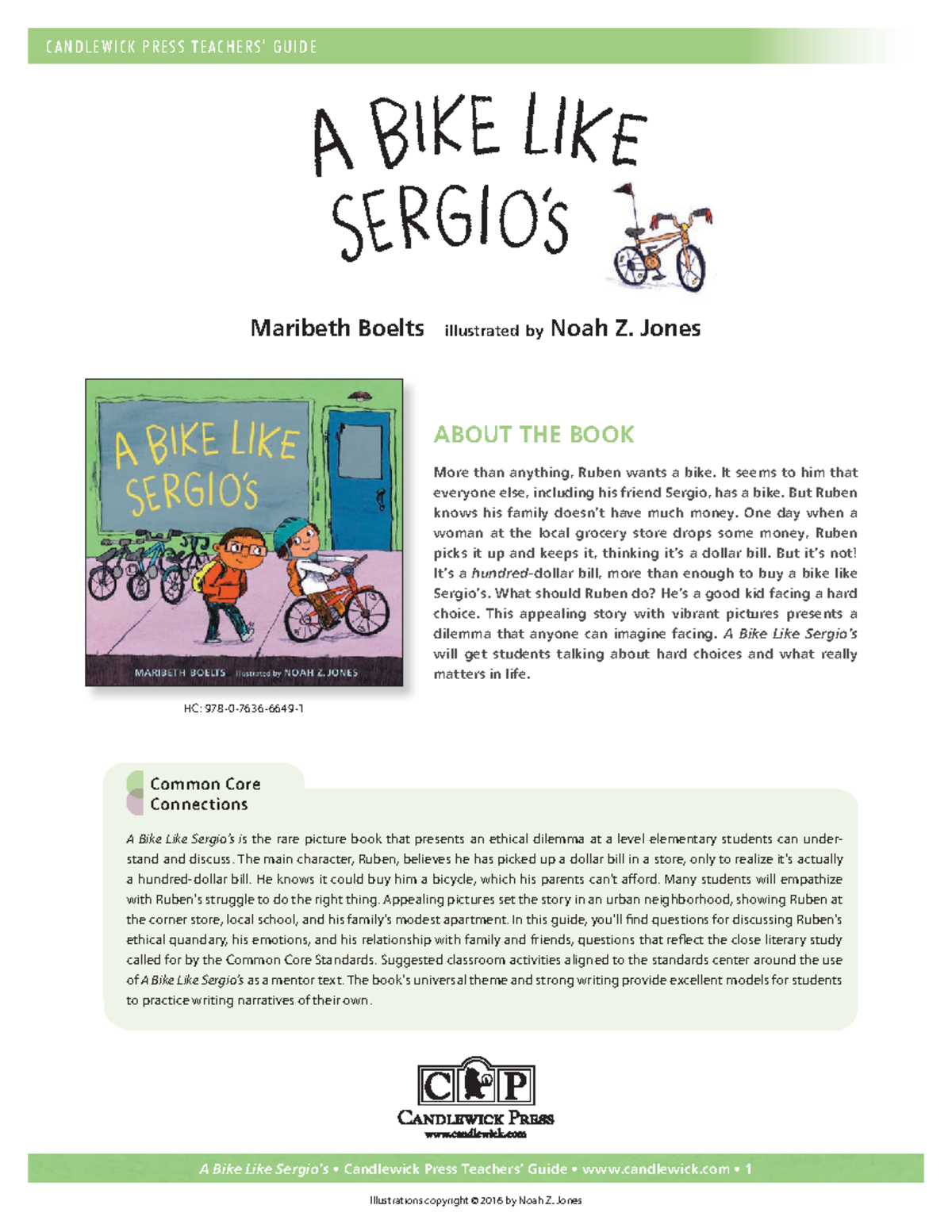 A Bike Like Sergios Teachers Guide - A Bike Like Sergio’s • Candlewick ...