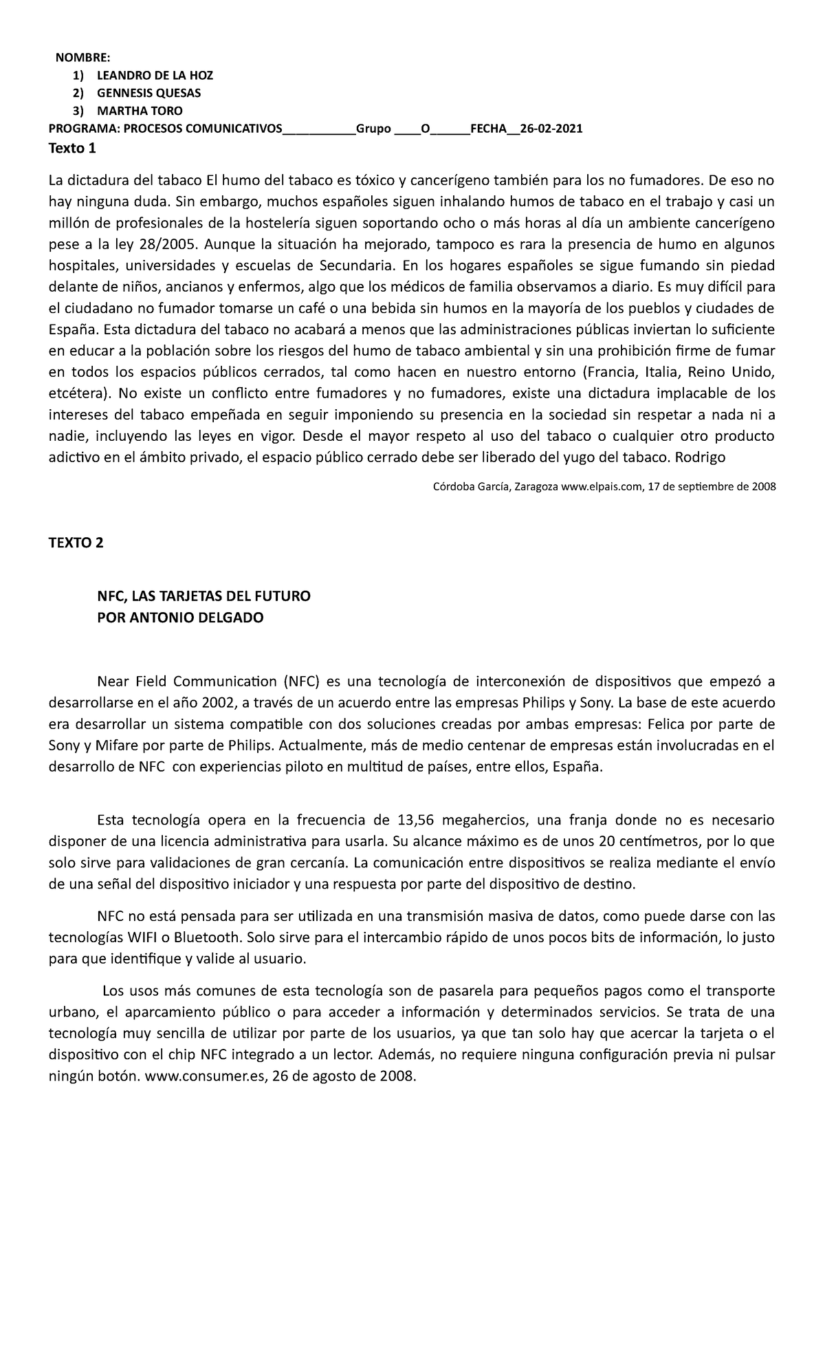 Actividad 2. Tipologia - NOMBRE: 1) LEANDRO DE LA HOZ 2) GENNESIS ...