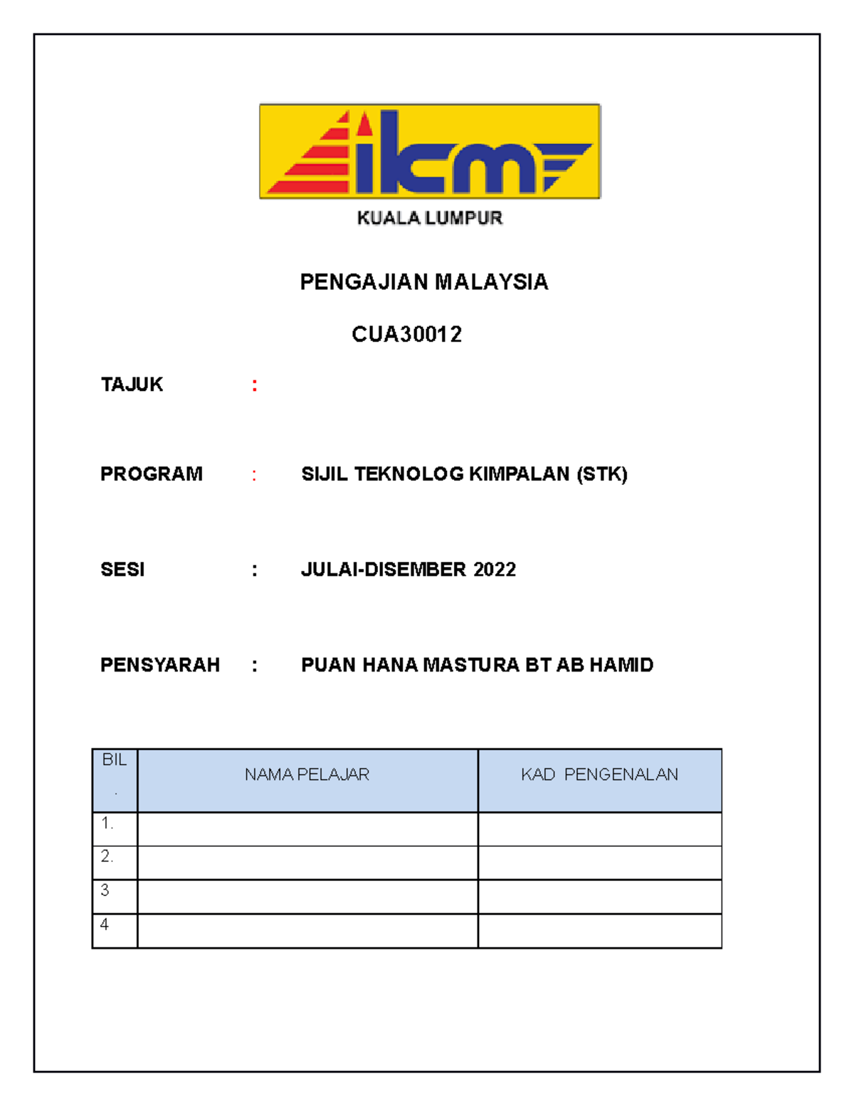 Cover, isi tugasan, pendahuluan - PENGAJIAN MALAYSIA CUA TAJUK ...