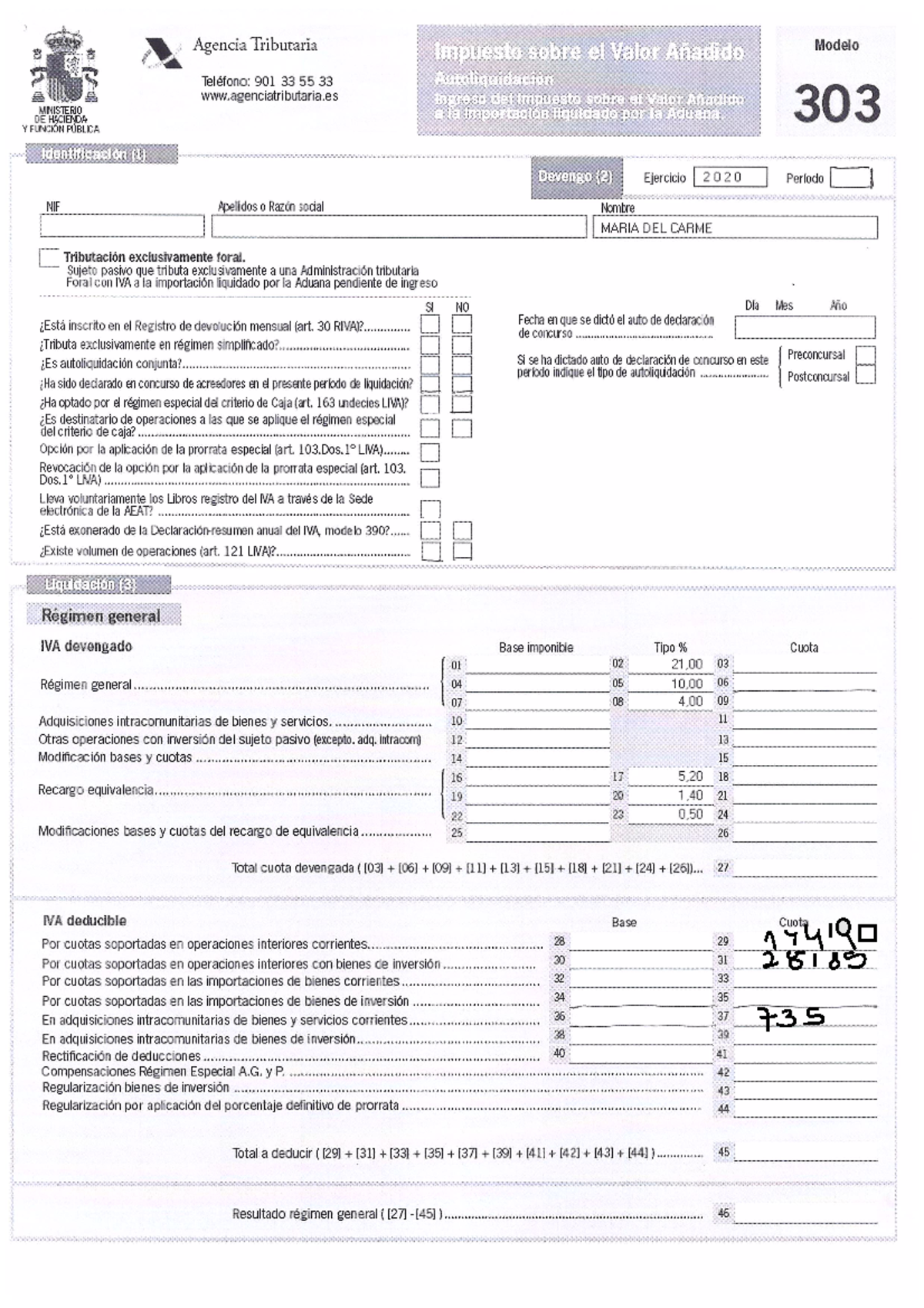 Modelo 303-2020 en blanco - Dirección Estratégica II - Studocu