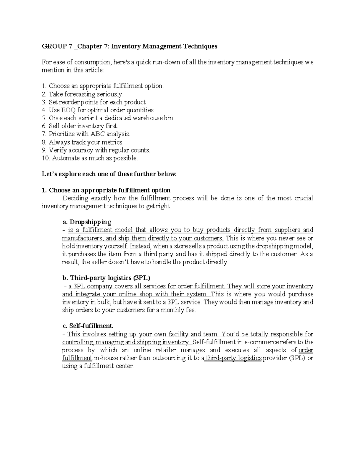 SC Group-7- Handouts - none - GROUP 7 _Chapter 7: Inventory Management ...