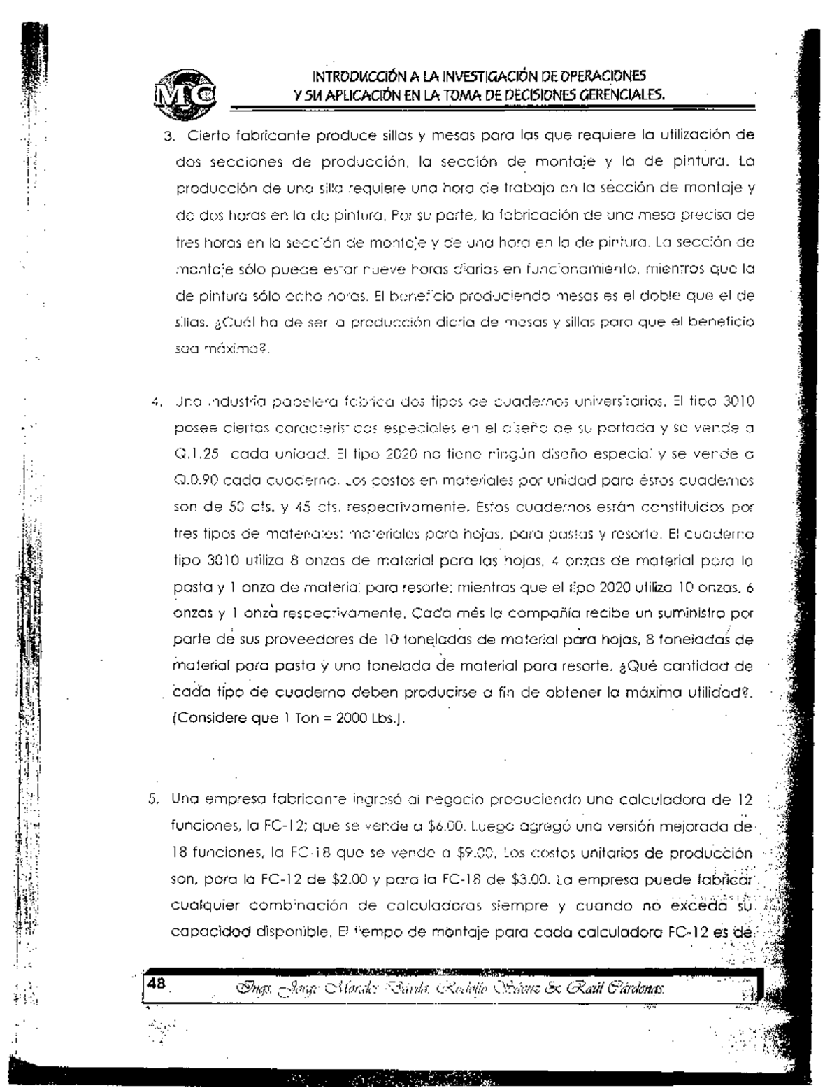descripción de investigacion de operaciones - Teoría general del ...