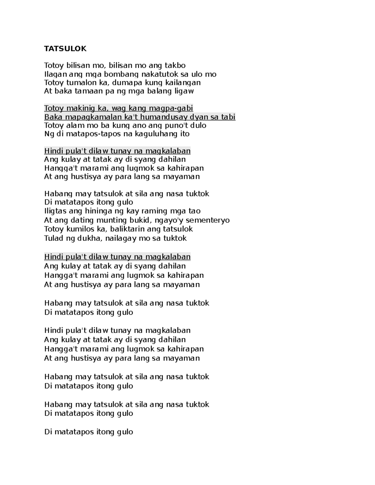 Tatsulok - LECTURE NOTES - TATSULOK Totoy bilisan mo, bilisan mo ang ...