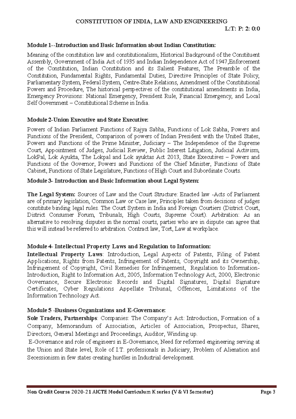 Coi syllabus - Non Credit Course 2020-21 AICTE Model Curriculum K ...