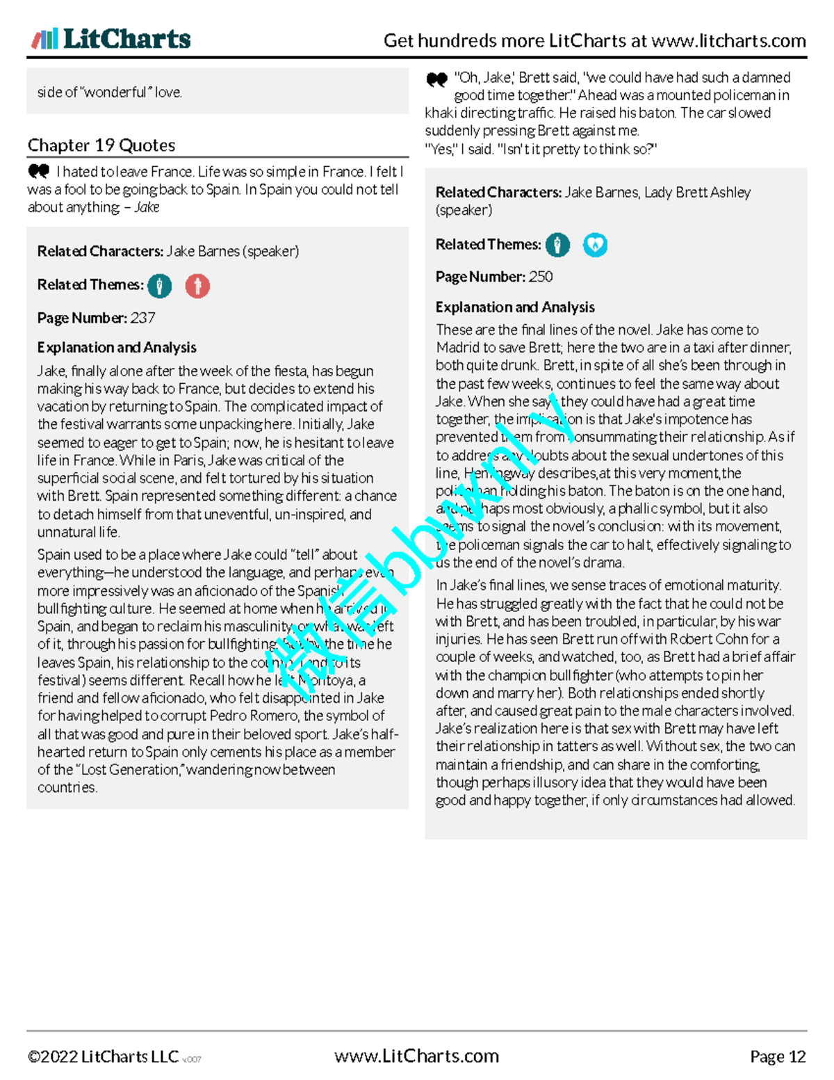 The-Sun-Also-Rises-Lit Chart (3) 12 - side of “wonderful” love. Chapter ...