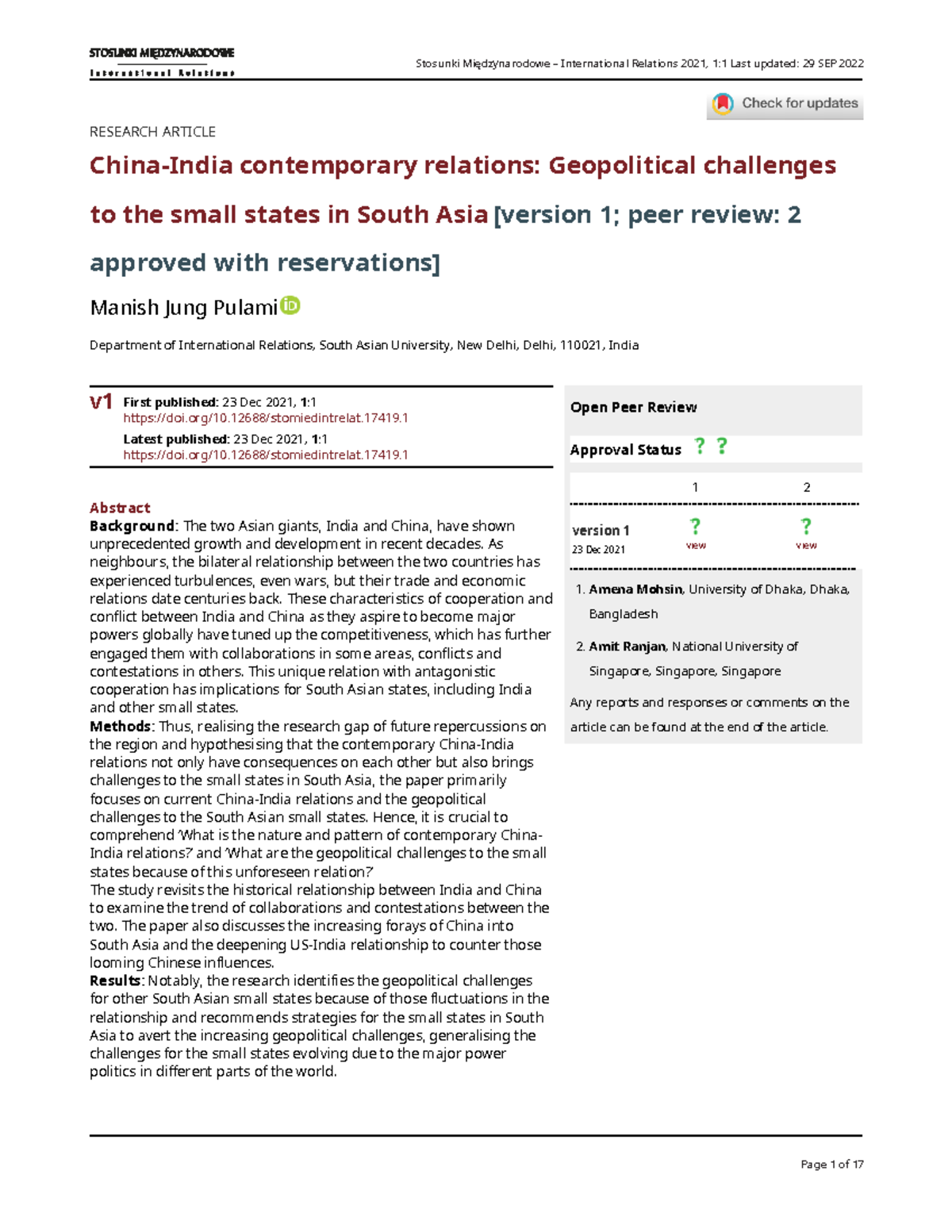 China-India contemporary relations Geopolitical challenges - 12688 ...