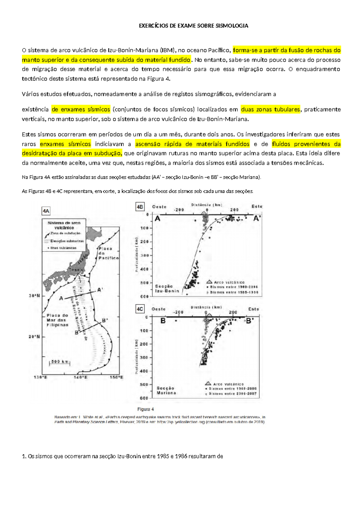 Exerc Ã­cios exames. Sismos.cor - EXERCÍCIOS DE EXAME SOBRE SISMOLOGIA O sistema de arco ...
