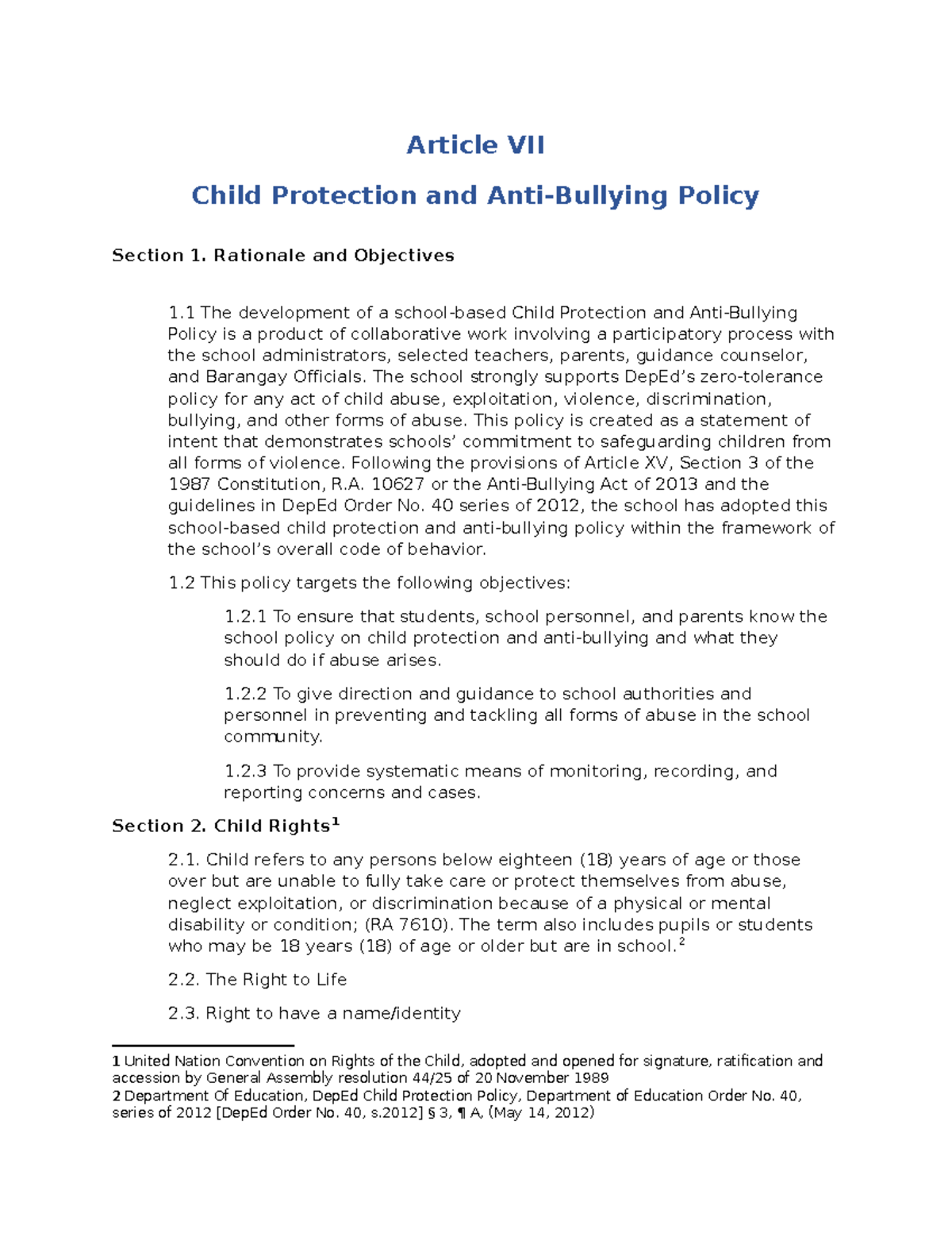 Rights-of-Learners - CIVIL LAW - Article VII Child Protection and Anti ...
