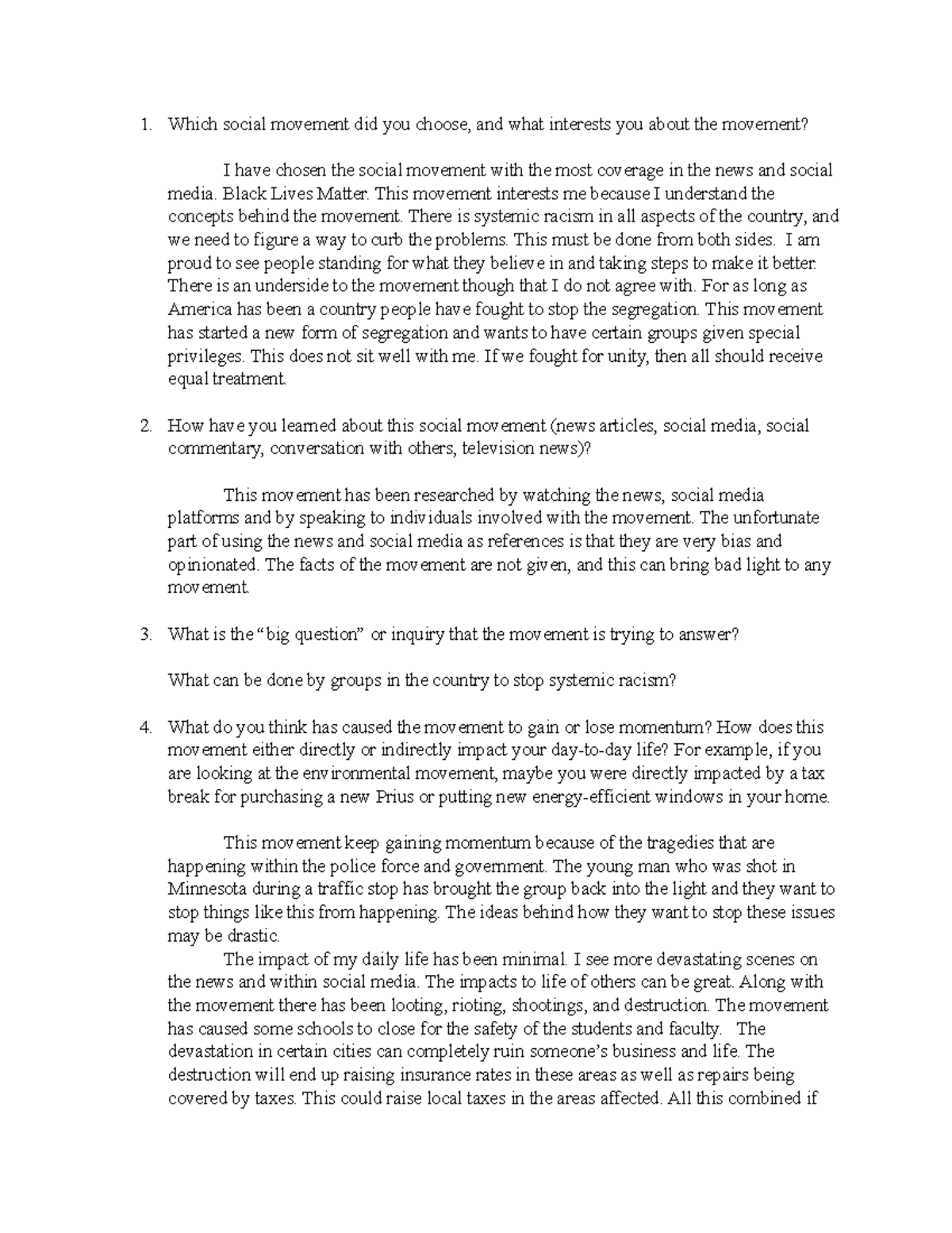 SCS100 Module 7 Journal Reflection - Which social movement did you ...