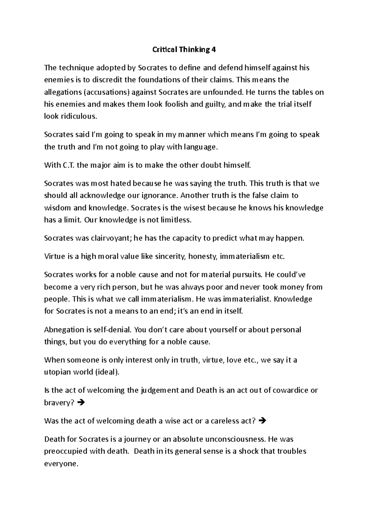 Critical-Thinking-4 - notes for critical thinking - Critical Thinking 4 ...