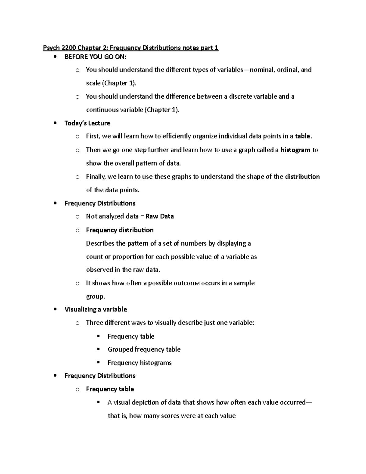 Psych 2200 Chapter 2 Frequency Distributions Notes Part 1 O You psych-2200-chapter-2-frequency-distributions-notes-part-1-o-you