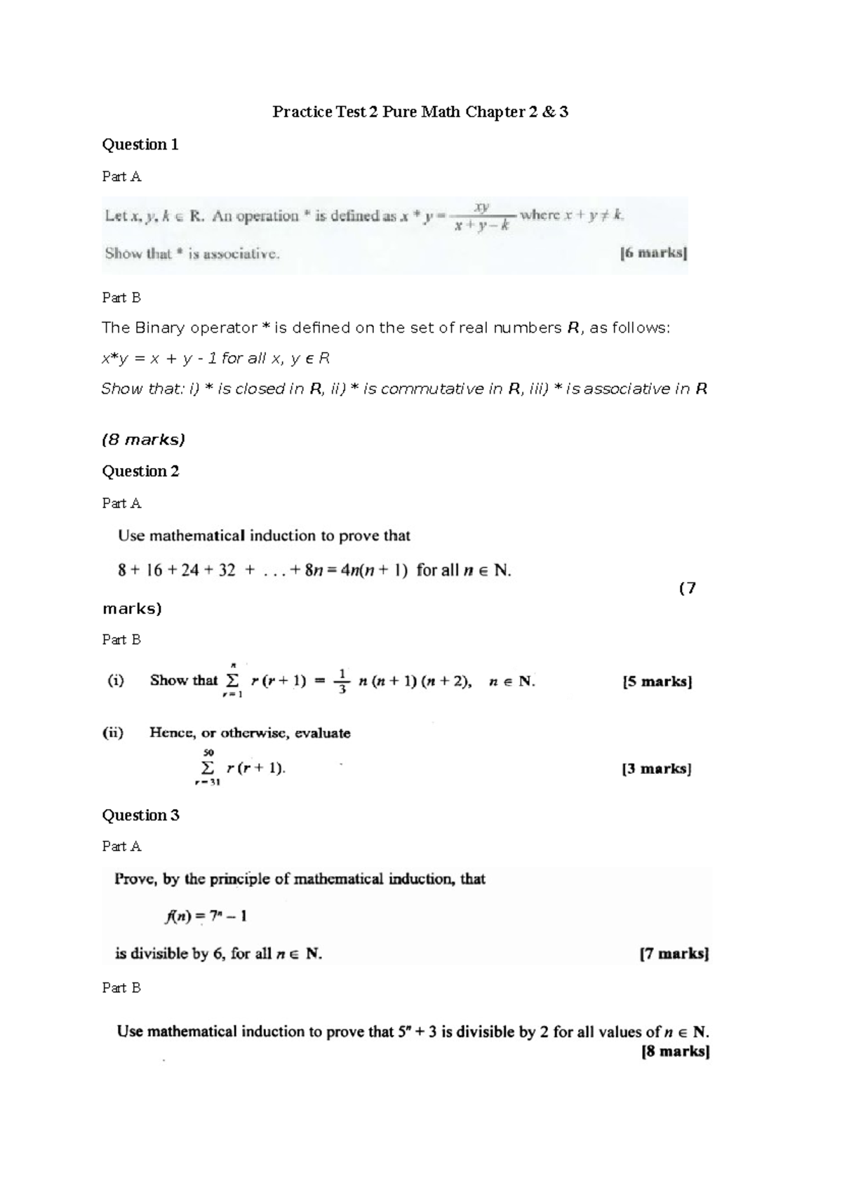 Chap 2&3 Cape test - Cape past paper - Calculus - Practice Test 2 Pure ...