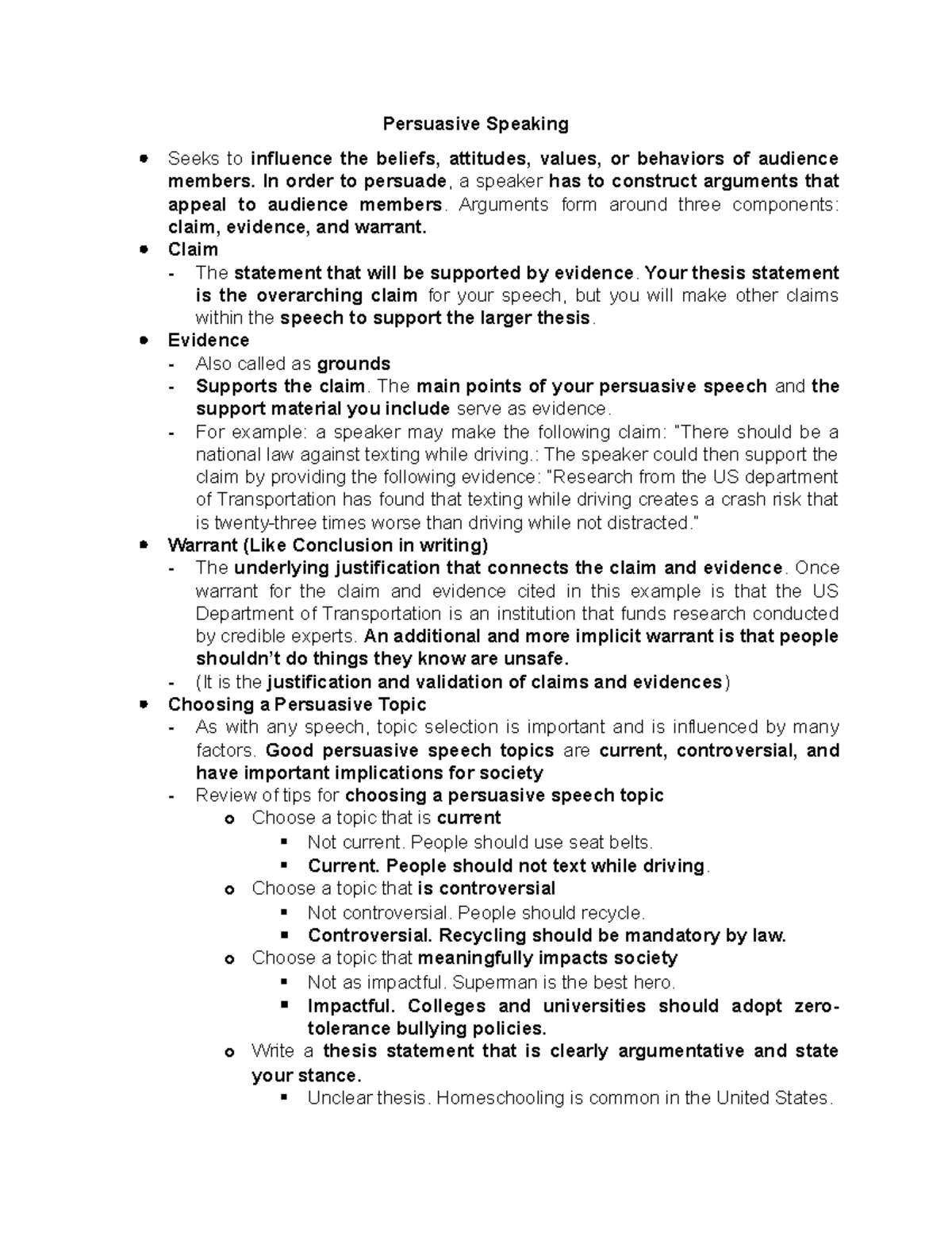 Lesson 6 Persuasive Speaking - Persuasive Speaking Seeks to influence the beliefs, attitudes ...