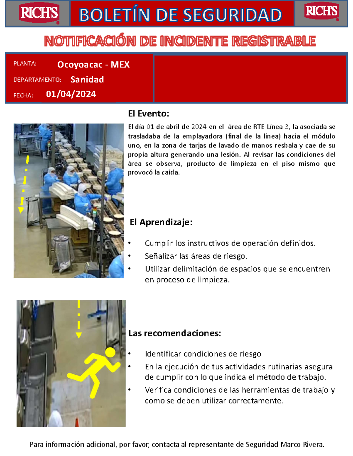 Boletin de seguridad - Ttttyy - PLANT: DEPARTMENT: DATE: Cause: Rushing ...