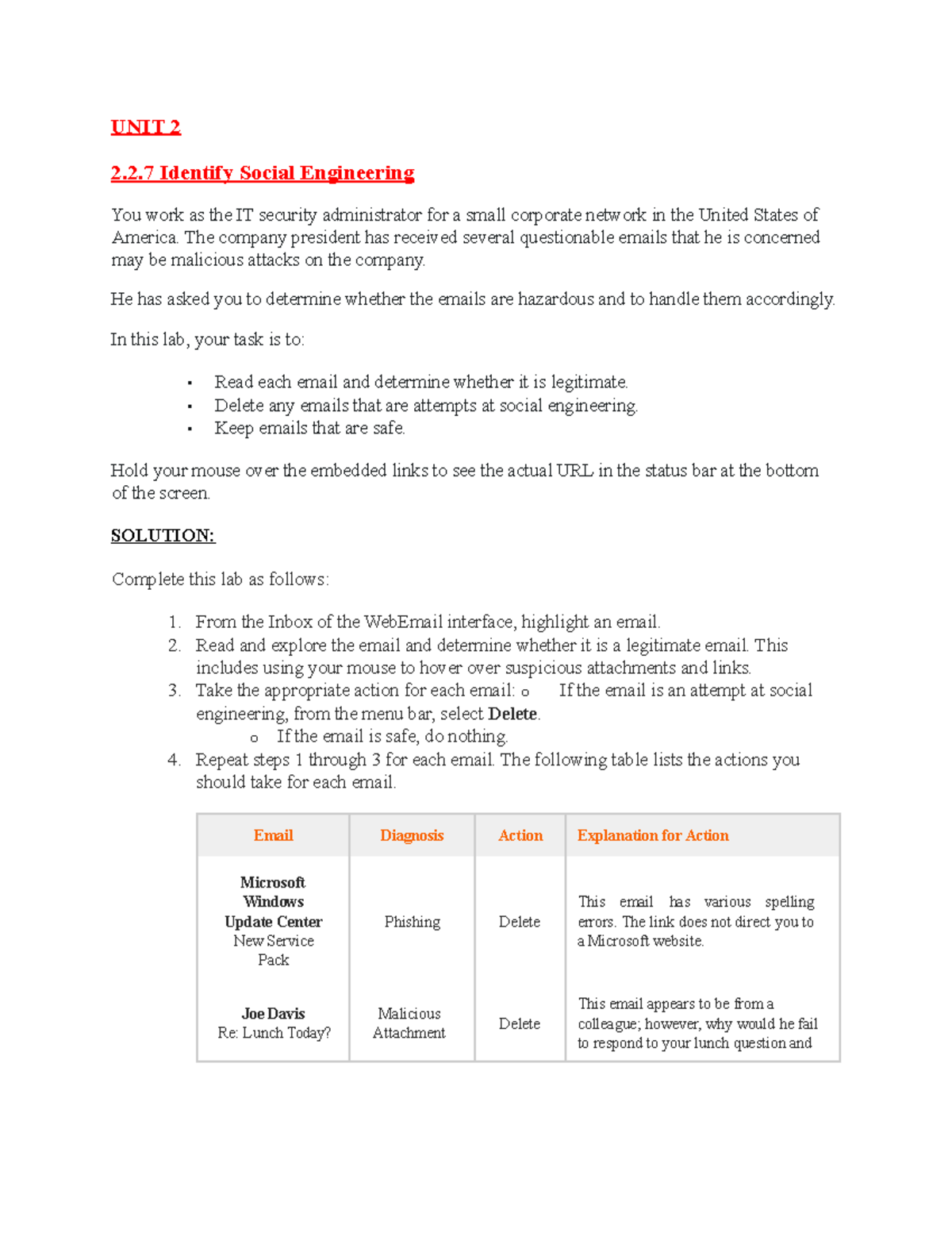 LAB Manual - Testout labs and answers - UNIT 2 2.2 Identify Social ...
