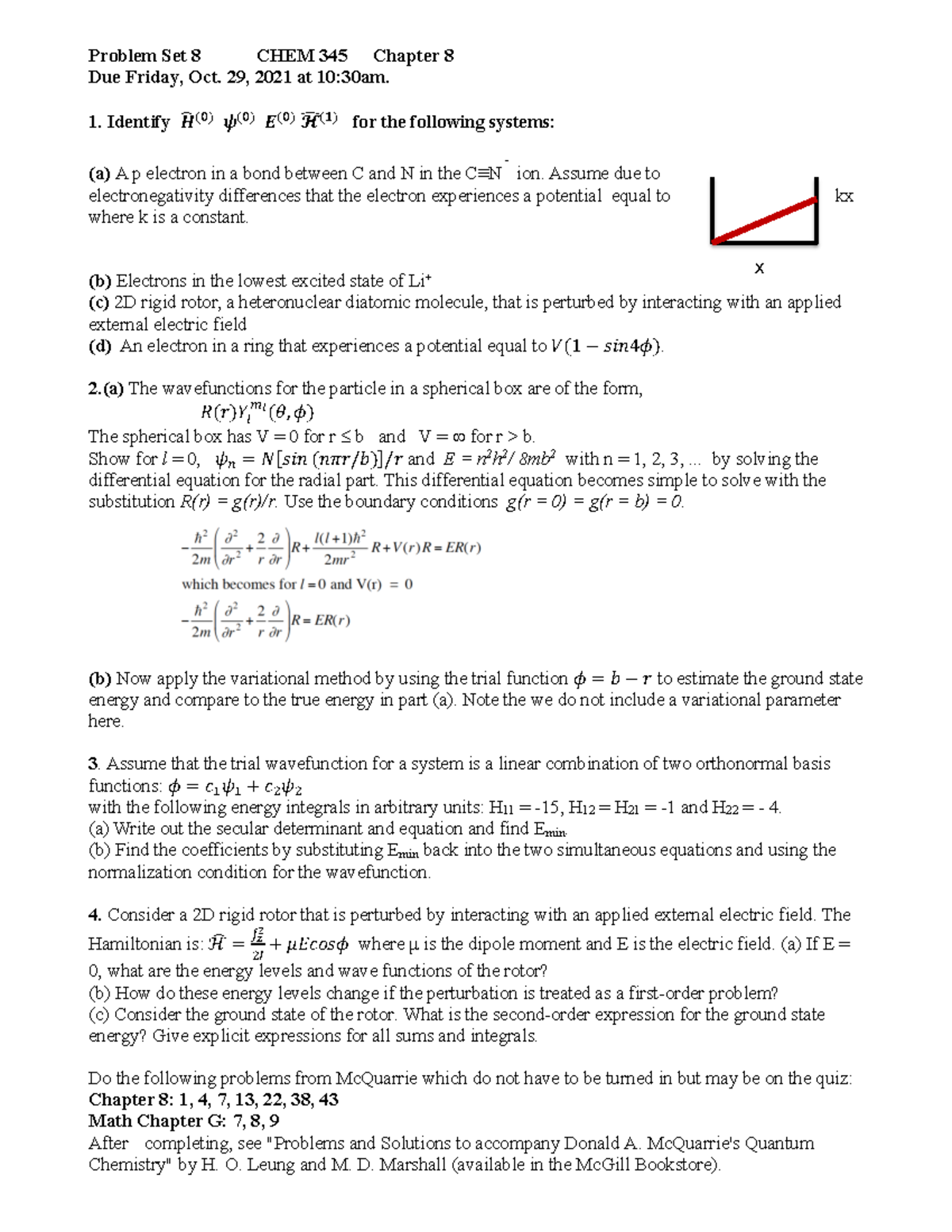 345 Problem Set 8 2021 - For marks mandatory assignment 8. Solutions in ...