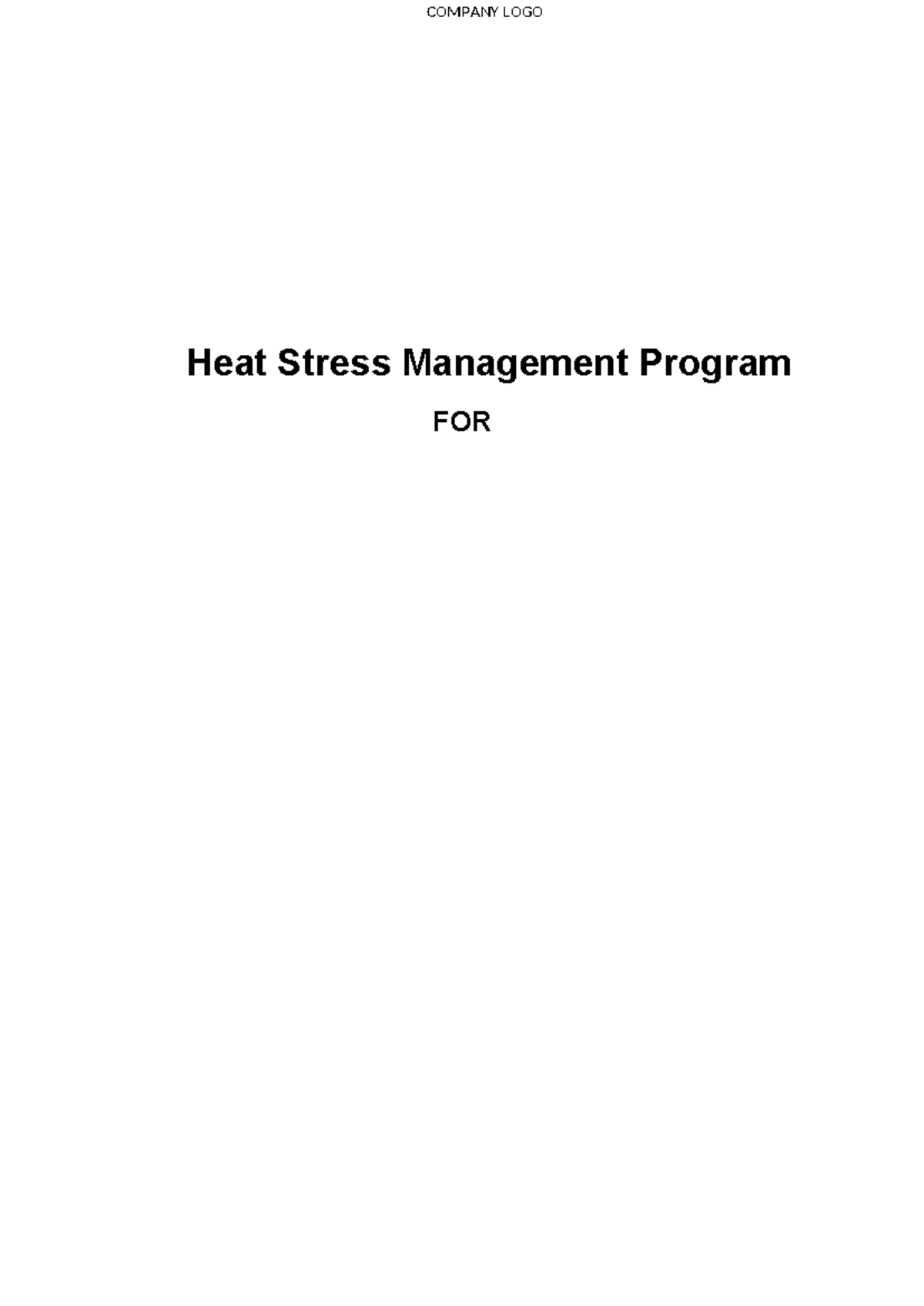 Heat Stress Management Program - Heat Stress Ma nageme nt Program FOR ...