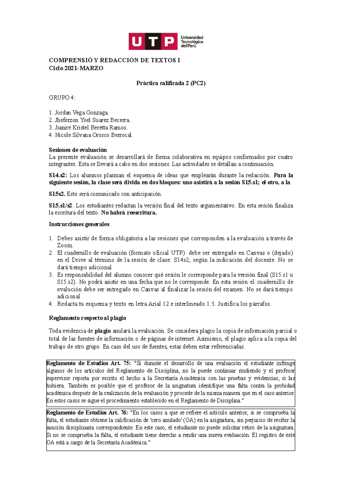 S14.s2 y S15 Práctica Calificada 2 (Formato oficial UTP) 2021-marzo 1454110952 - COMPRENSIÓ Y ...