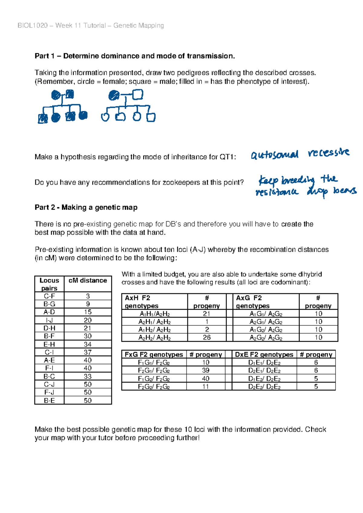 BIOL1020 Week11 Tutorial (student version)-2024 copy - BIOL1020 – Week ...