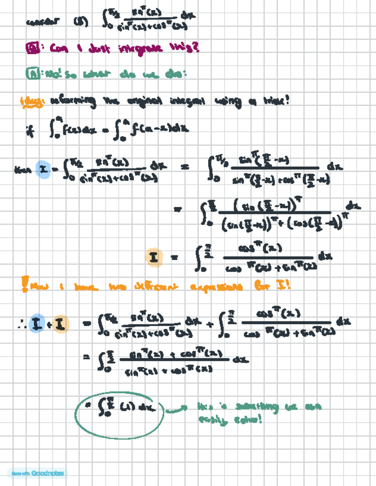 Tips for integration questions - T/2 sin() d 12 Consider (B) So sint((L ...