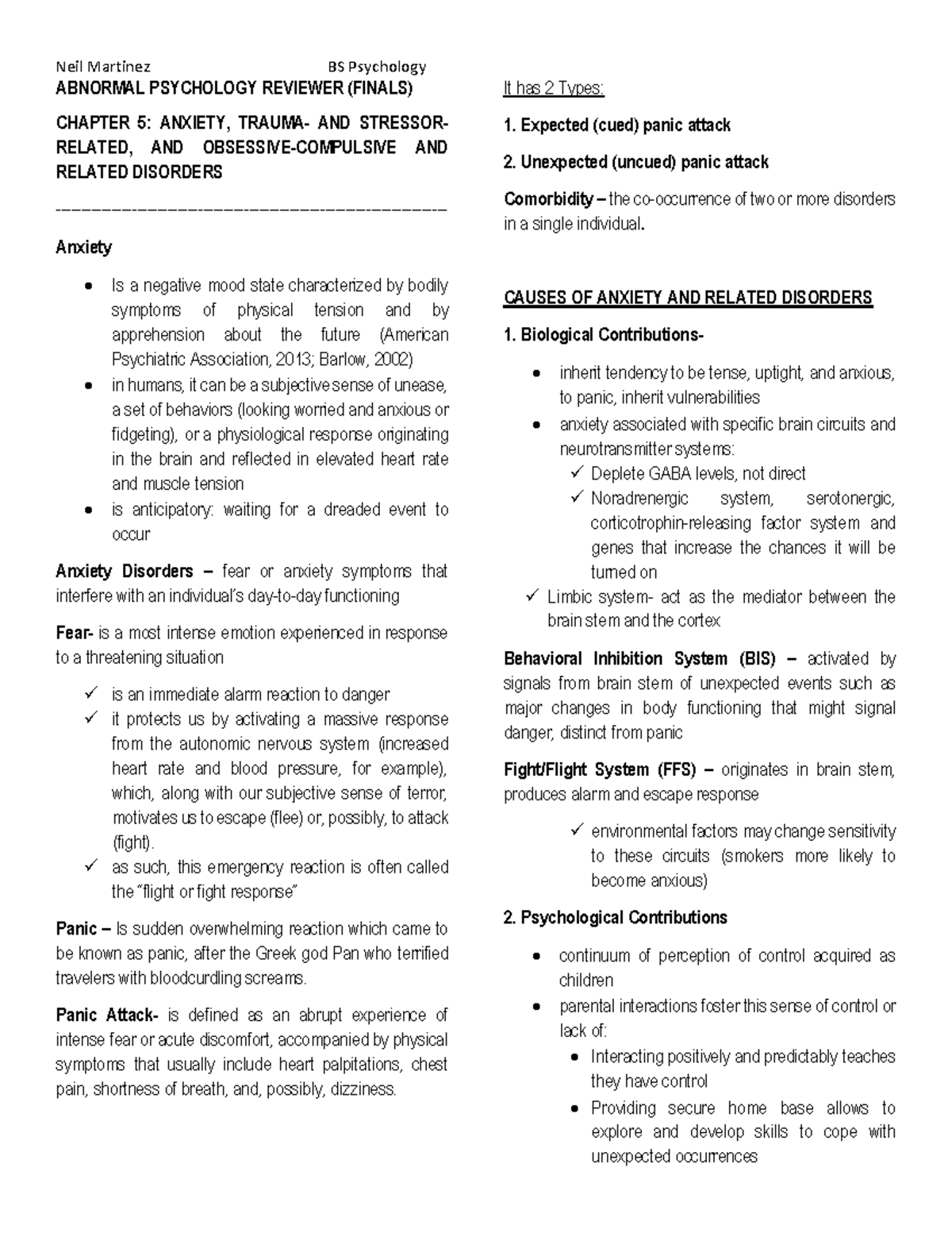 Abnormal Psychology Final Reviewer - ABNORMAL PSYCHOLOGY REVIEWER ...