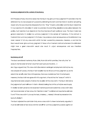 Tomlin order - IN THE HIGH COURT OF JUSTICE Claim No. [CHANCERY OR ...