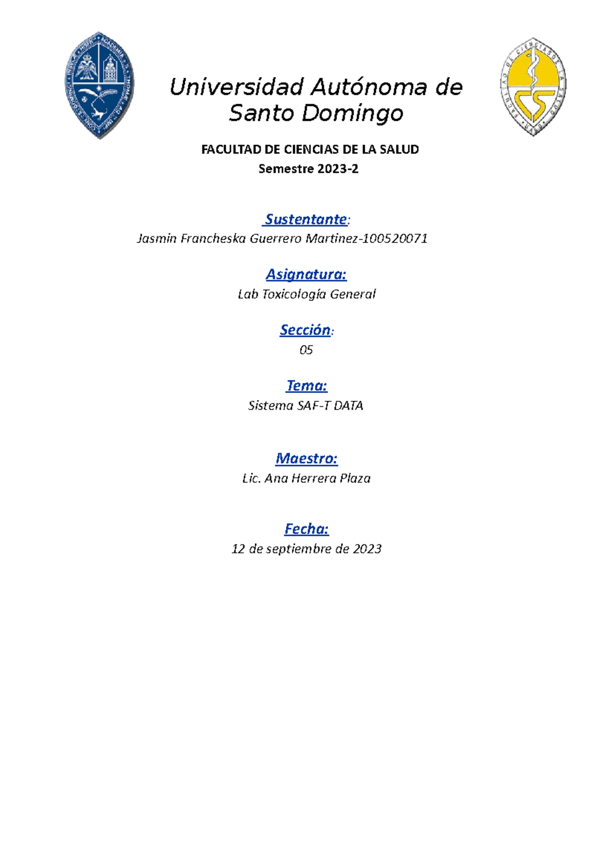 Sistema SAF-T DATA (Jasmin Guerrero Martinez-10052007 1) Sec 05 ...