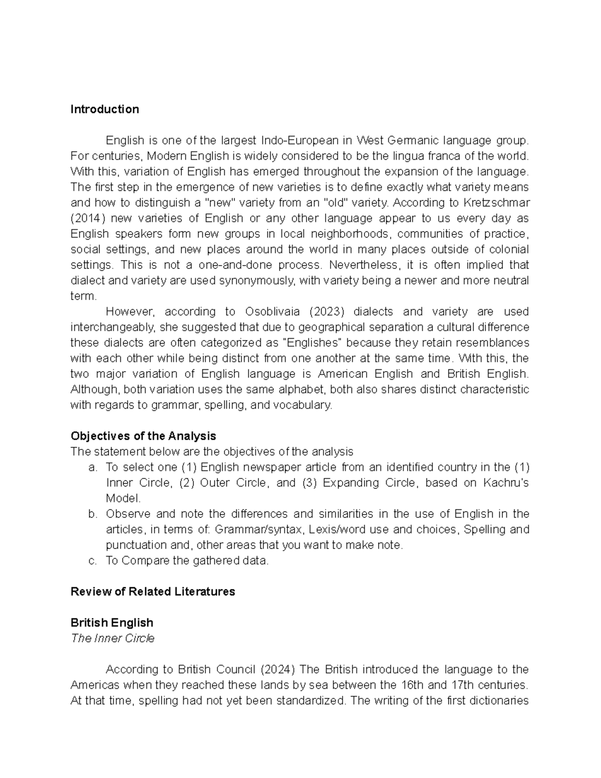 Newspaper articles - Introduction English is one of the largest Indo ...